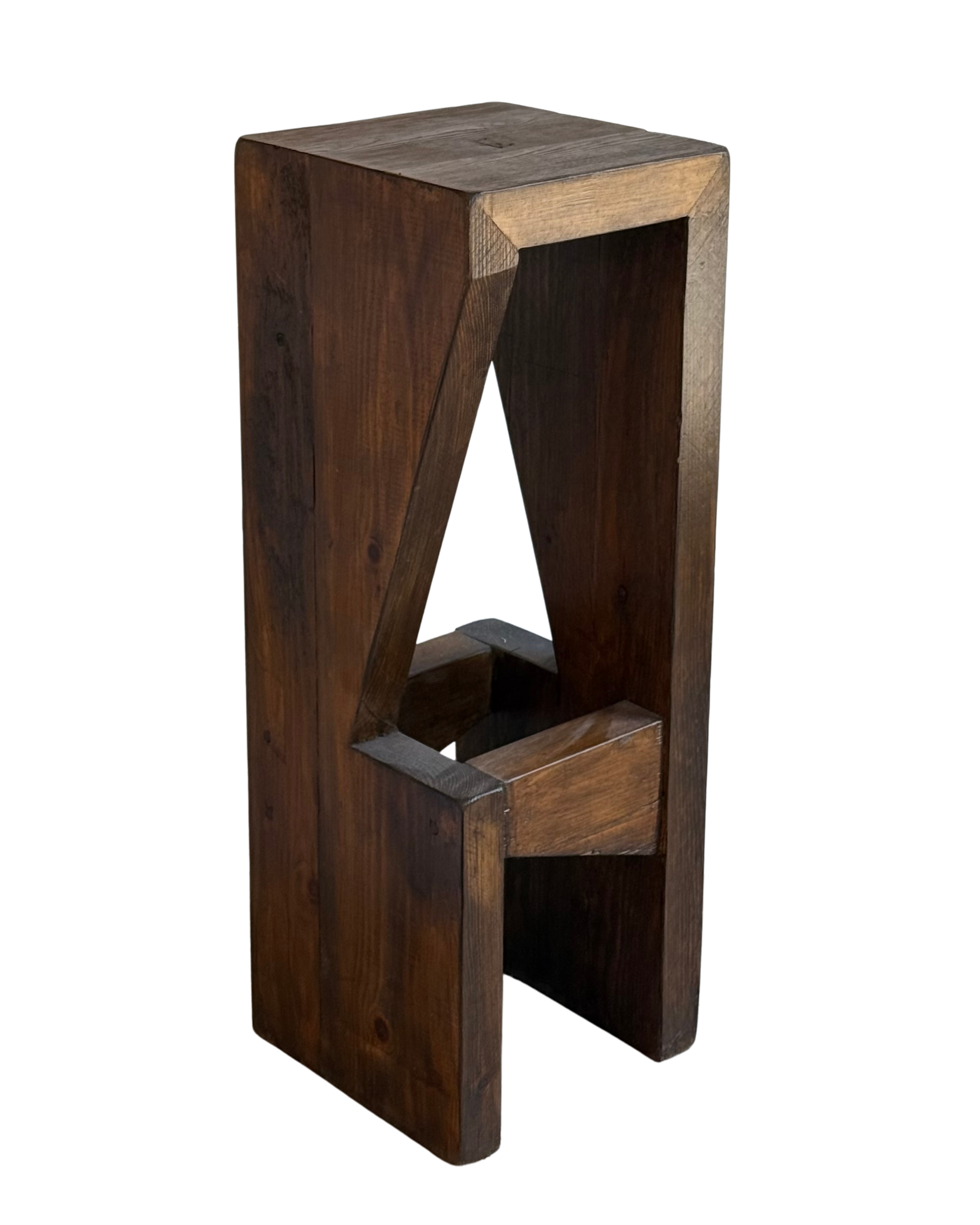 SET OF SIX ABSTRACT PINE BAR STOOLS – Tamsin Johnson