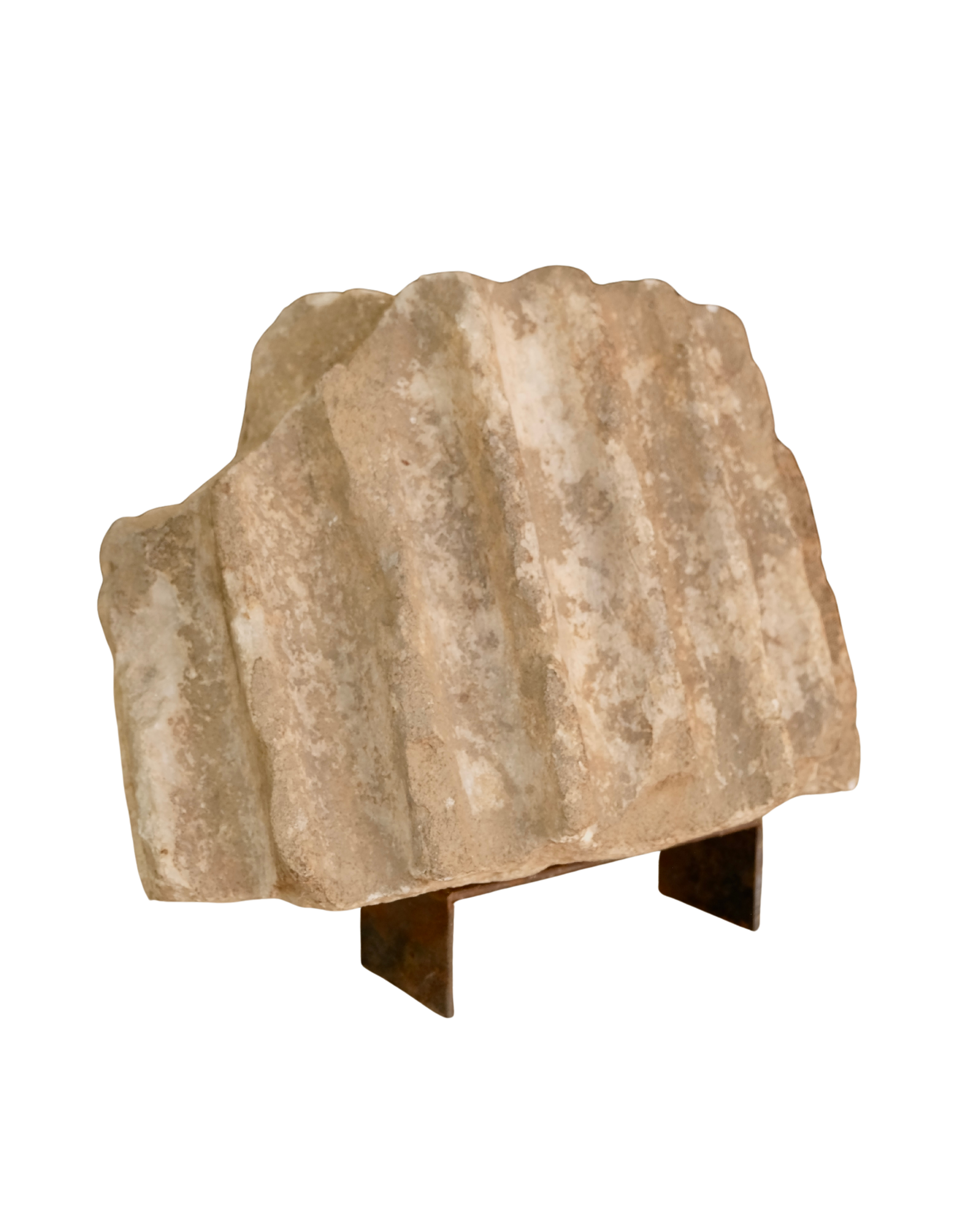 CARVED STONE FRAGMENT w. CURLED WROUGHT IRON STAND – Tamsin Johnson