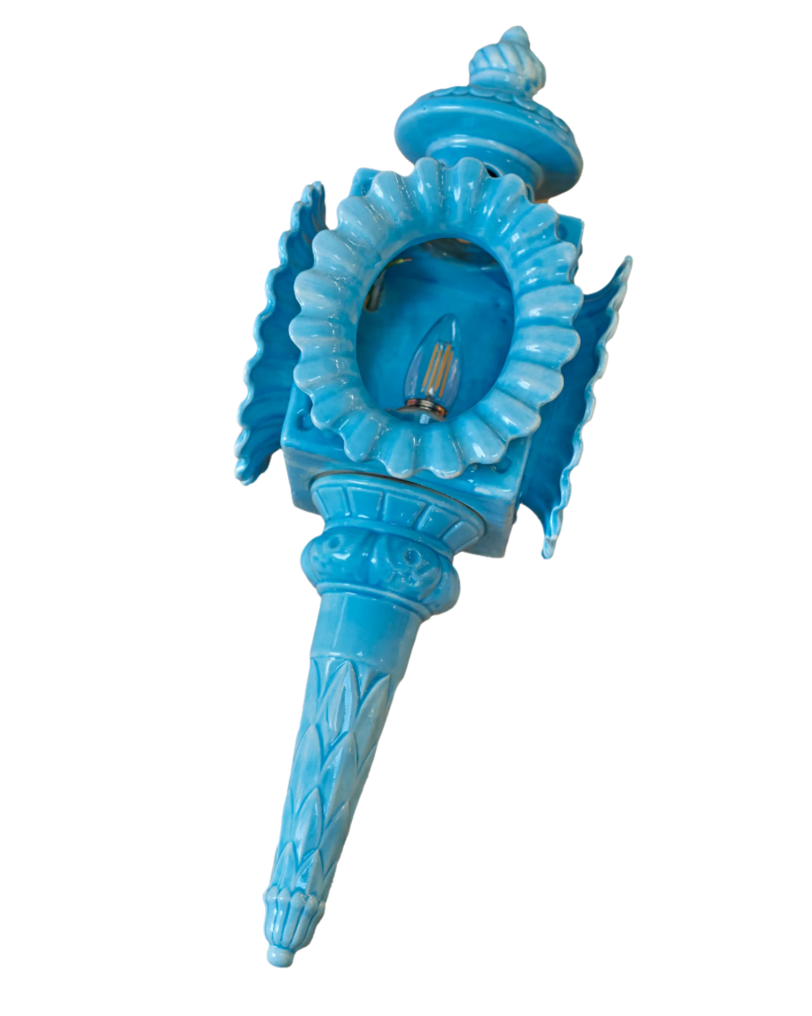 TURQUOISE CERAMIC TORCH SHELL WALL LIGHT – Tamsin Johnson